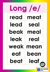 Long Vowel Sounds Chart Set 1 - Fun Teacher Files