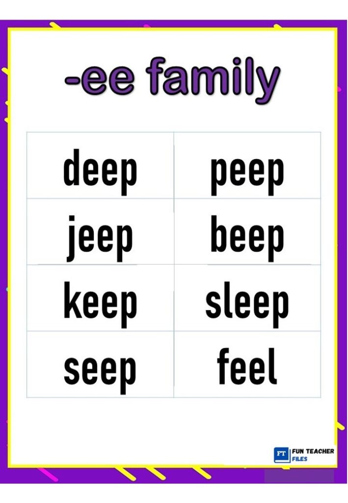 Long /e/ Word Family Charts - Fun Teacher Files
