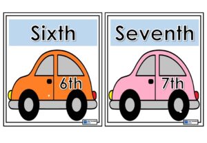 Ordinal Number Car Flashcards Set 2 - Fun Teacher Files
