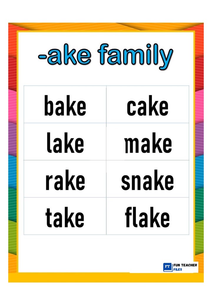 Long a Word Family Charts - Fun Teacher Files