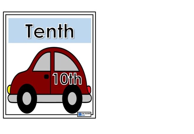 Ordinal Number Car Flashcards Set 2 - Fun Teacher Files