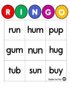 CVC Short U Chart Set 1 - Fun Teacher Files