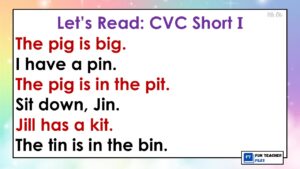 CVC Reading Words and Sentences - Fun Teacher Files