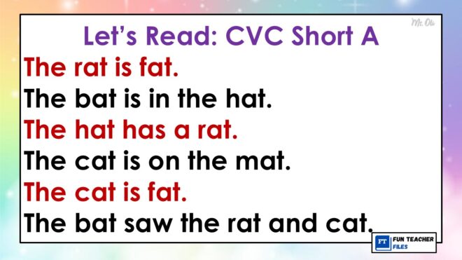 CVC Reading Words and Sentences - Fun Teacher Files