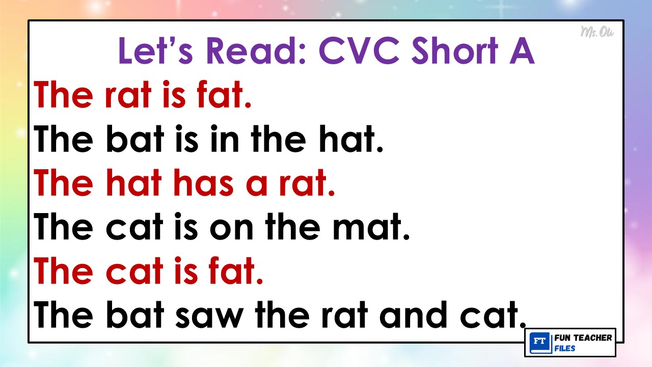 CVC Reading Words and Sentences - Fun Teacher Files