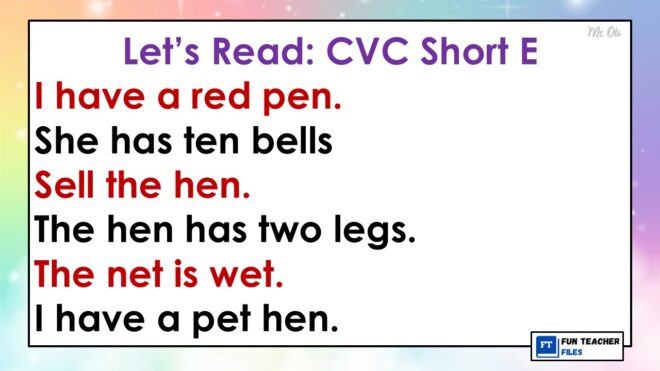 CVC Reading Words and Sentences - Fun Teacher Files