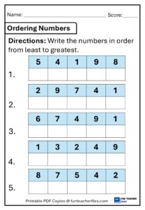 Ordering Numbers 1 to 10 from Least to Greatest Worksheet 1 - Fun ...