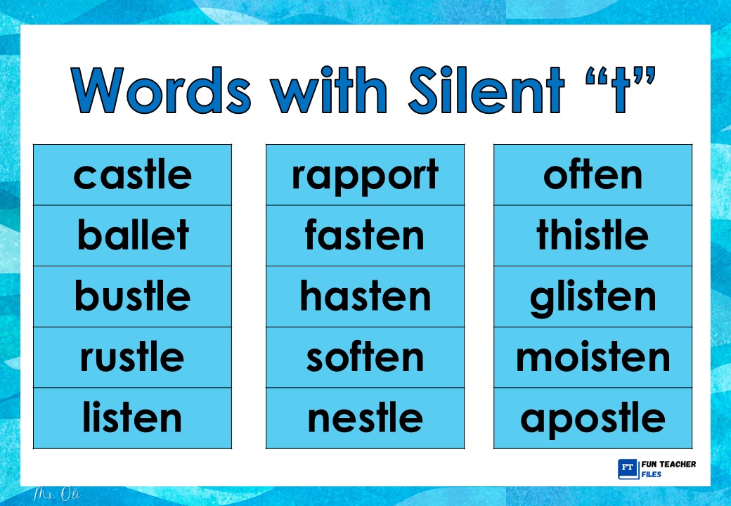 Word Family Words with Silent t 1 - Fun Teacher Files