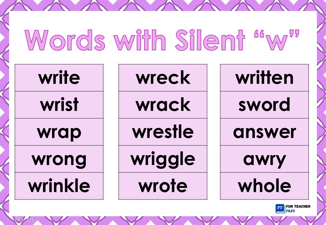 Word Family Words with Silent w 1 - Fun Teacher Files