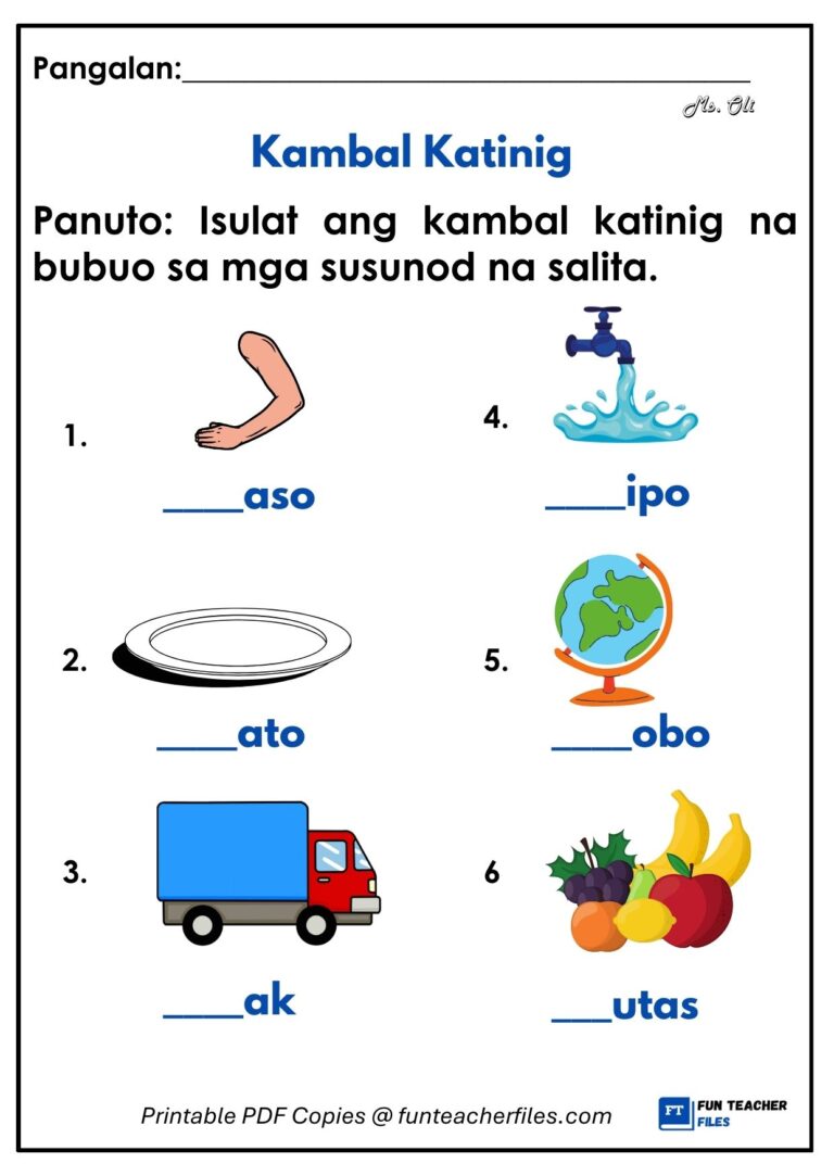 Kambal Katinig Worksheet 1 - Fun Teacher Files