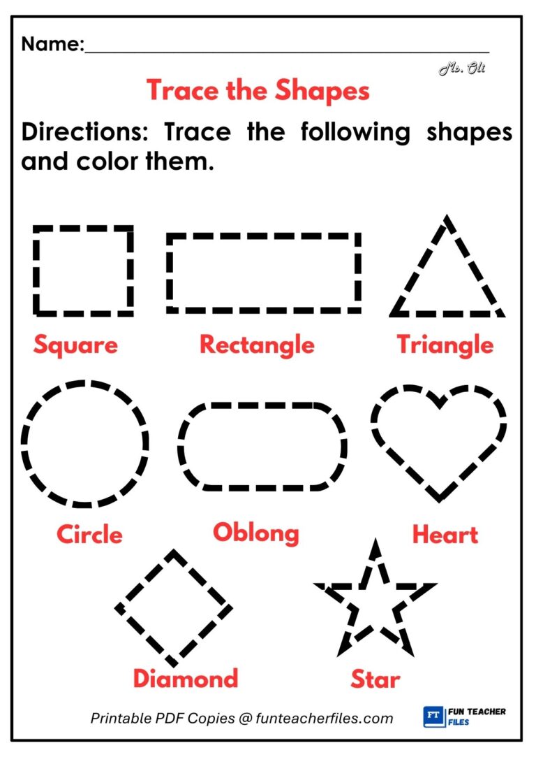 Trace the Shape Worksheet 1 - Fun Teacher Files