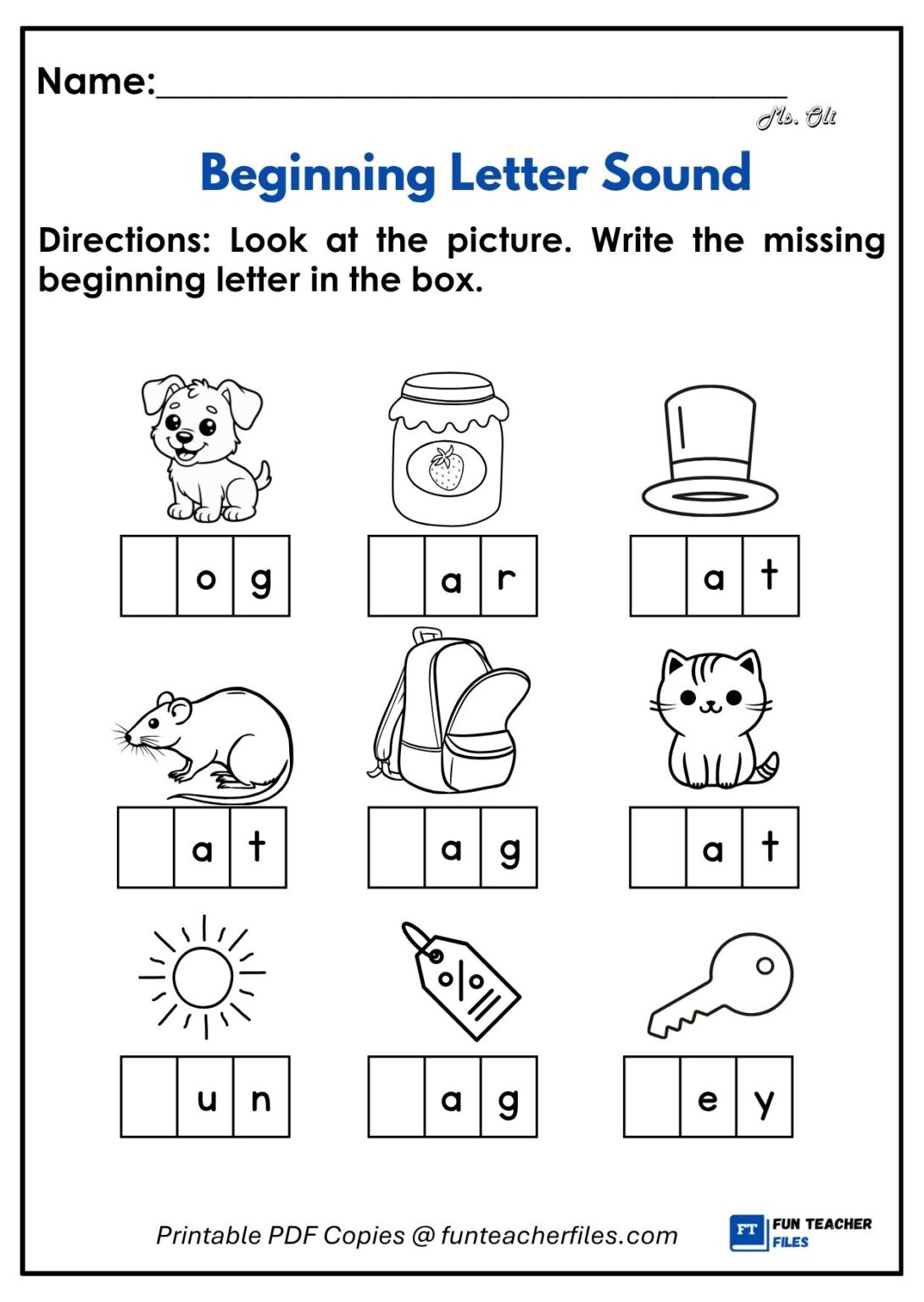 Beginning Letter Sound Worksheet 3 - Fun Teacher Files