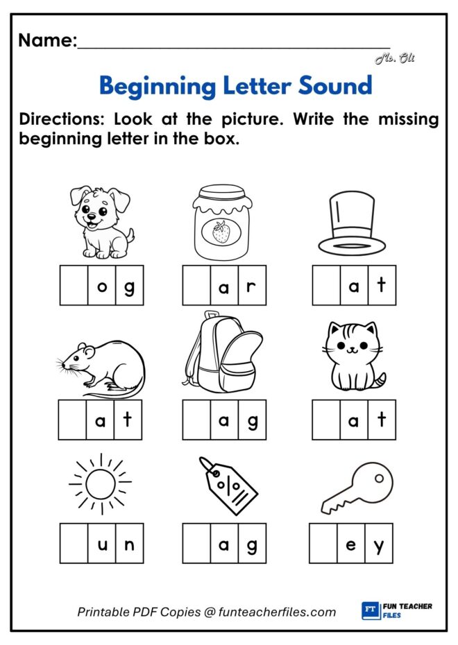 Beginning Letter Sound Worksheet 3 - Fun Teacher Files