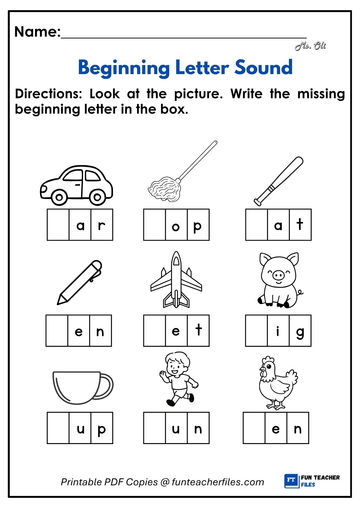 Beginning Letter Sound Worksheet 4 - Fun Teacher Files