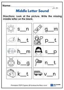 Middle Letter Sound Worksheet 3 - Fun Teacher Files