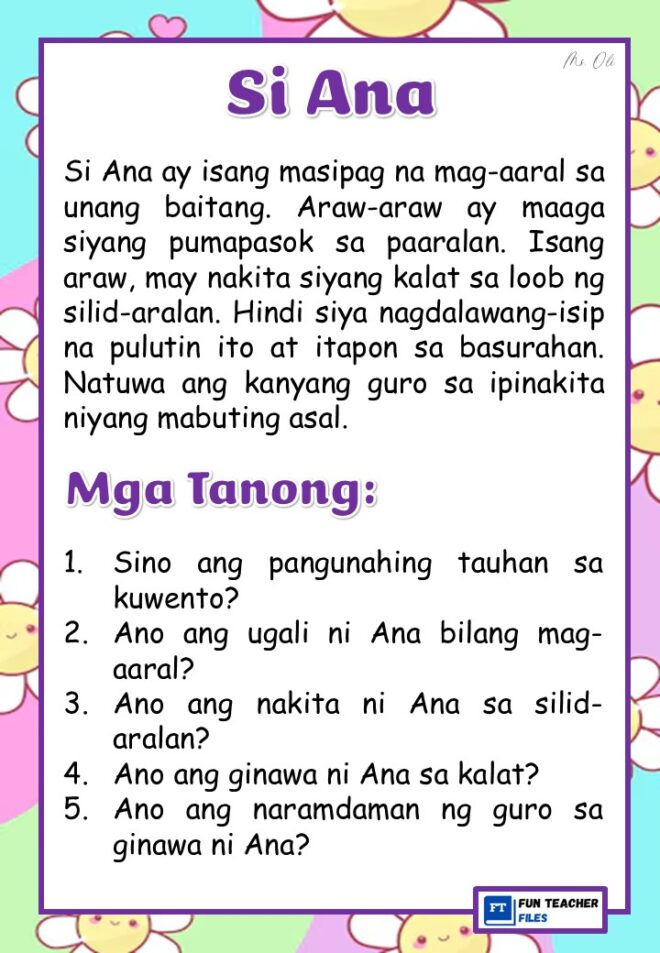Filipino Reading Materials with Comprehension Questions Set 15 - Fun ...