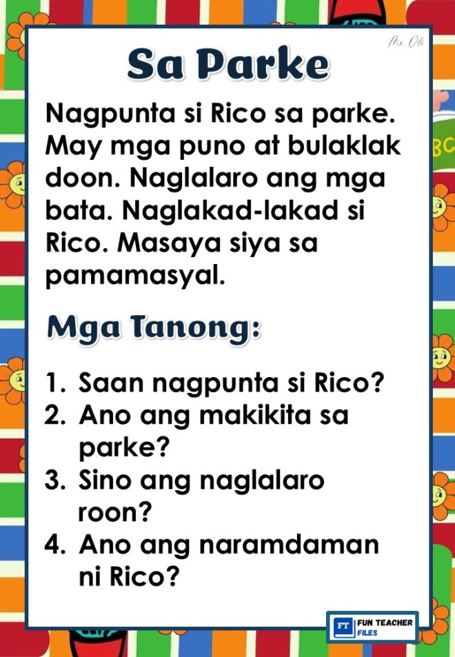 Filipino Reading Materials with Comprehension Questions Set 19 - Fun ...