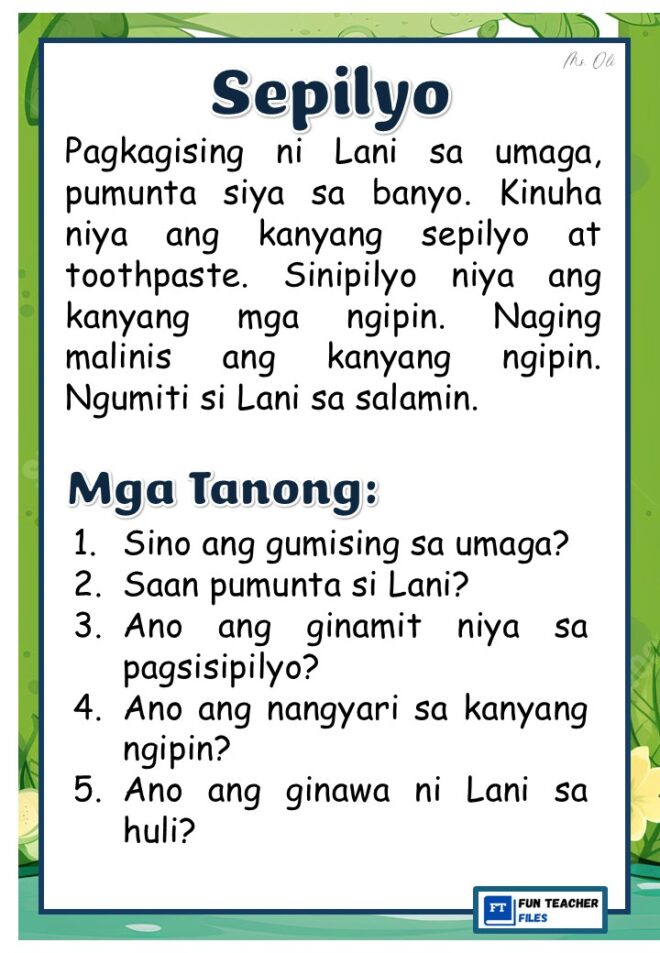 Filipino Reading Materials with Comprehension Questions Set 14 - Fun ...