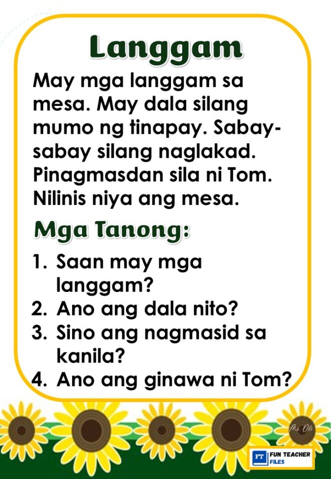 Filipino Reading Materials with Comprehension Questions Set 23 - Fun ...