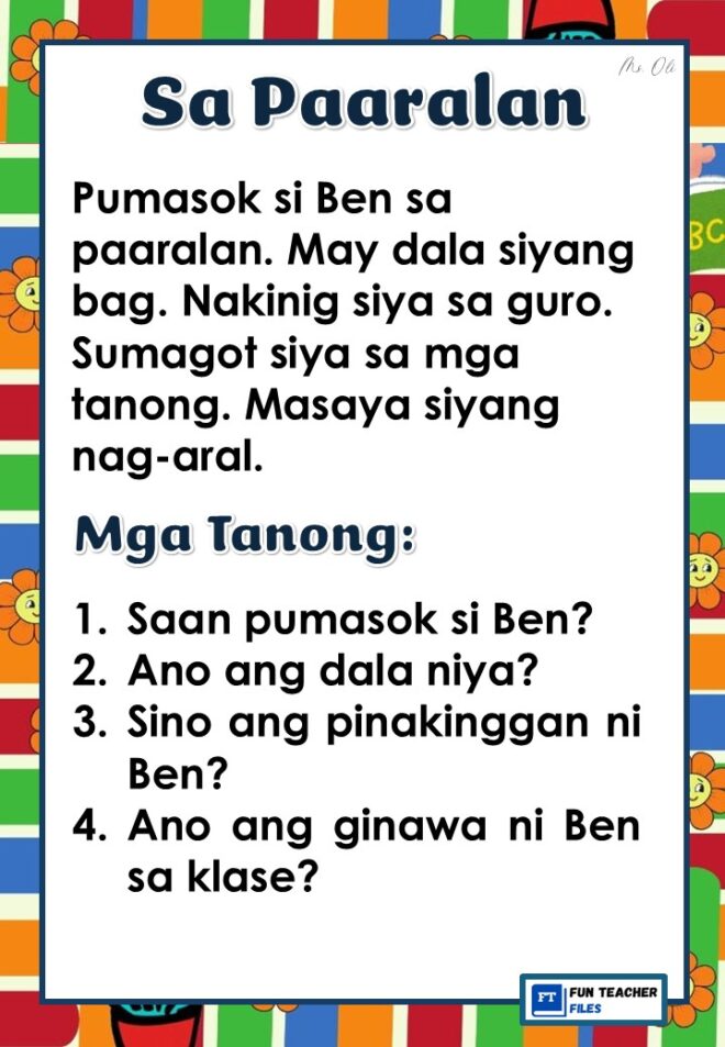 Filipino Reading Materials with Comprehension Questions Set 19 - Fun ...