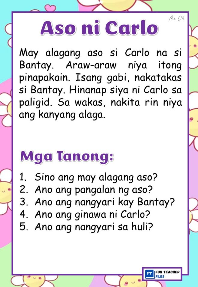 Filipino Reading Materials with Comprehension Questions Set 15 - Fun ...