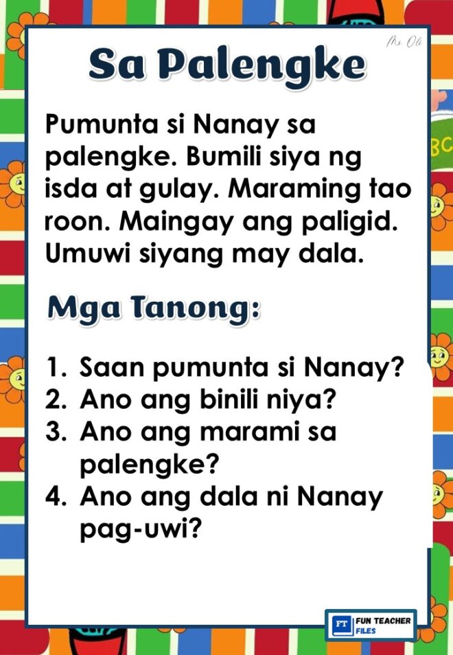 Filipino Reading Materials with Comprehension Questions Set 19 - Fun ...