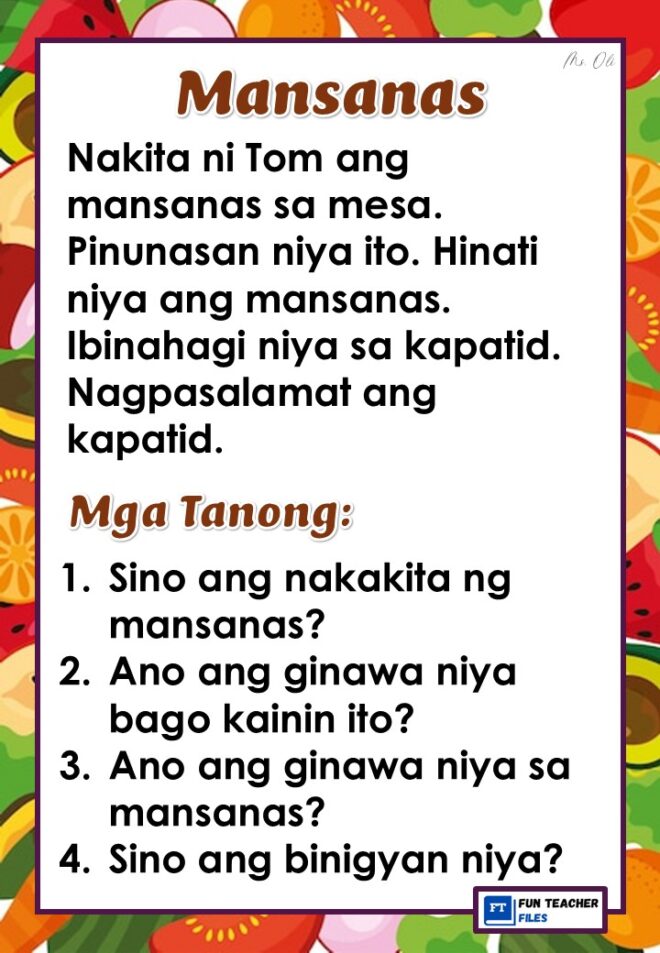 Filipino Reading Materials with Comprehension Questions Set 20 - Fun ...