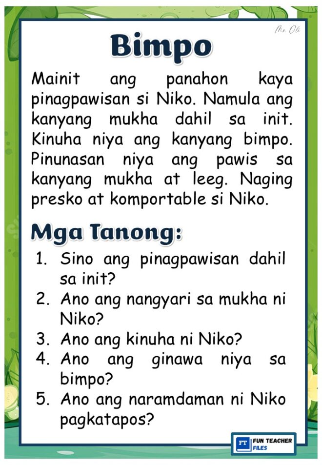 Filipino Reading Materials with Comprehension Questions Set 14 - Fun ...