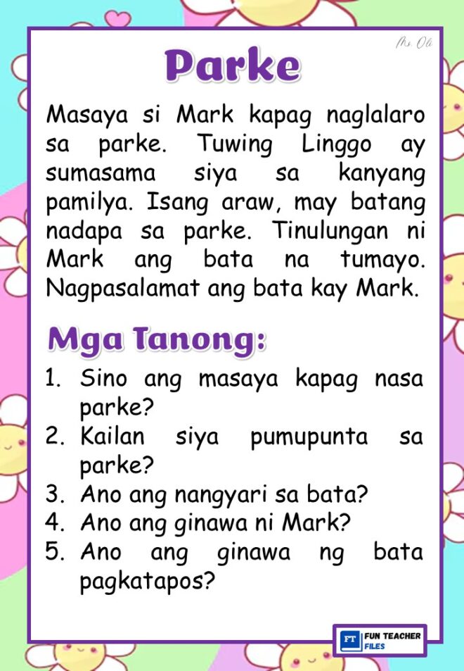 Filipino Reading Materials with Comprehension Questions Set 15 - Fun ...