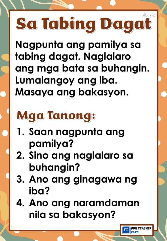 Filipino Reading Materials with Comprehension Questions Set 16 - Fun ...