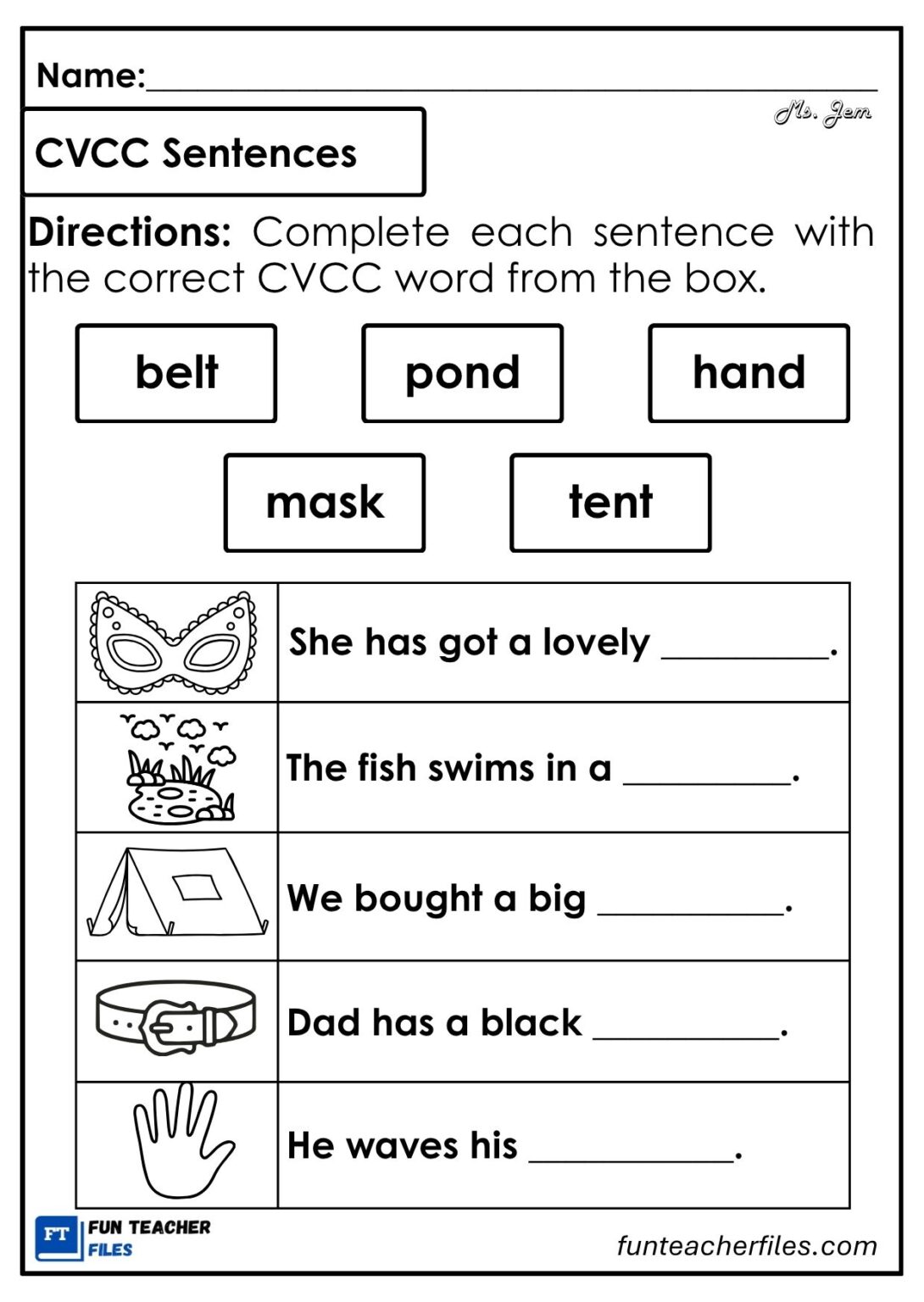 CVCC Worksheet 2 - Fun Teacher Files