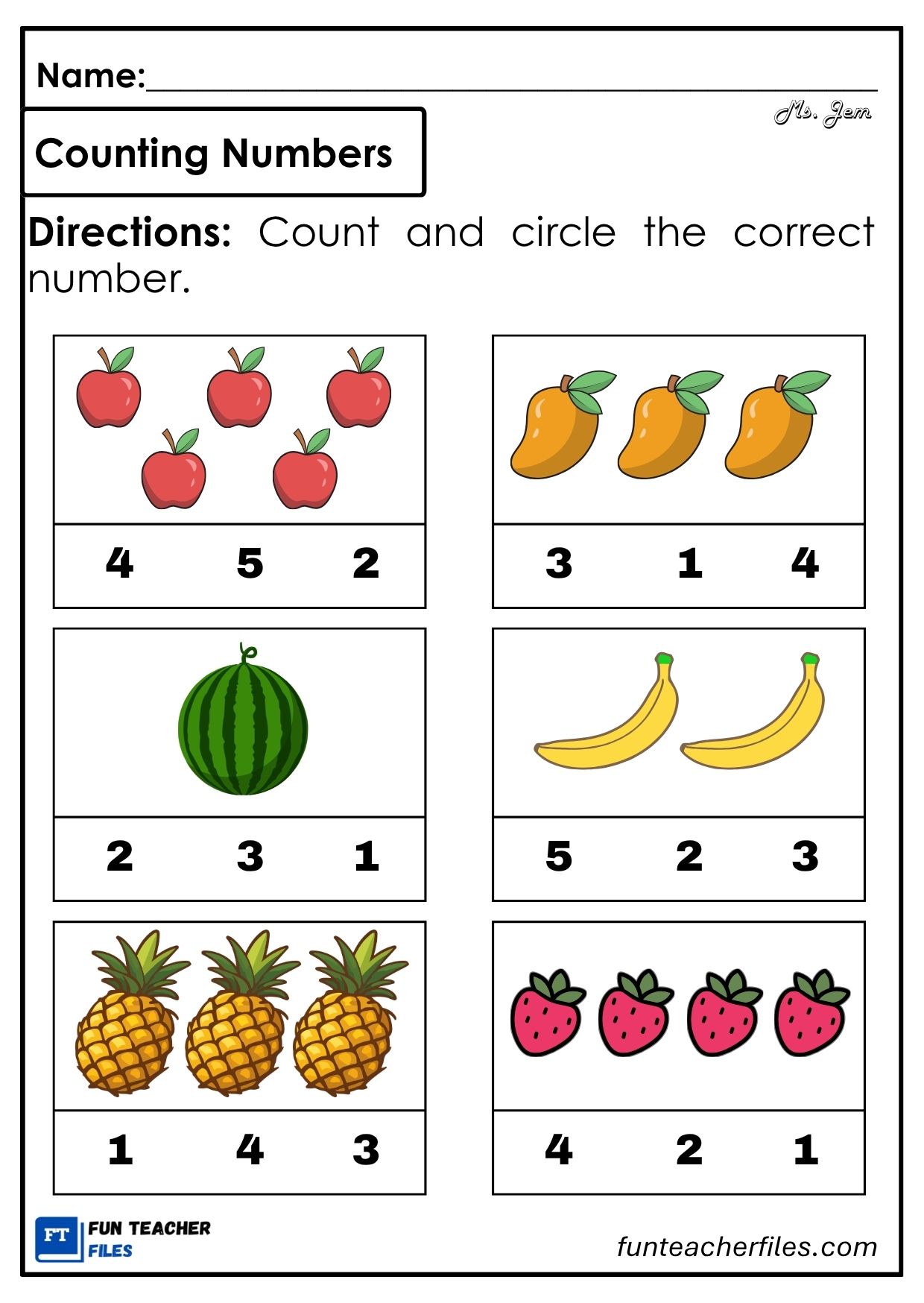 Counting to Ten Worksheet 1 - Fun Teacher Files