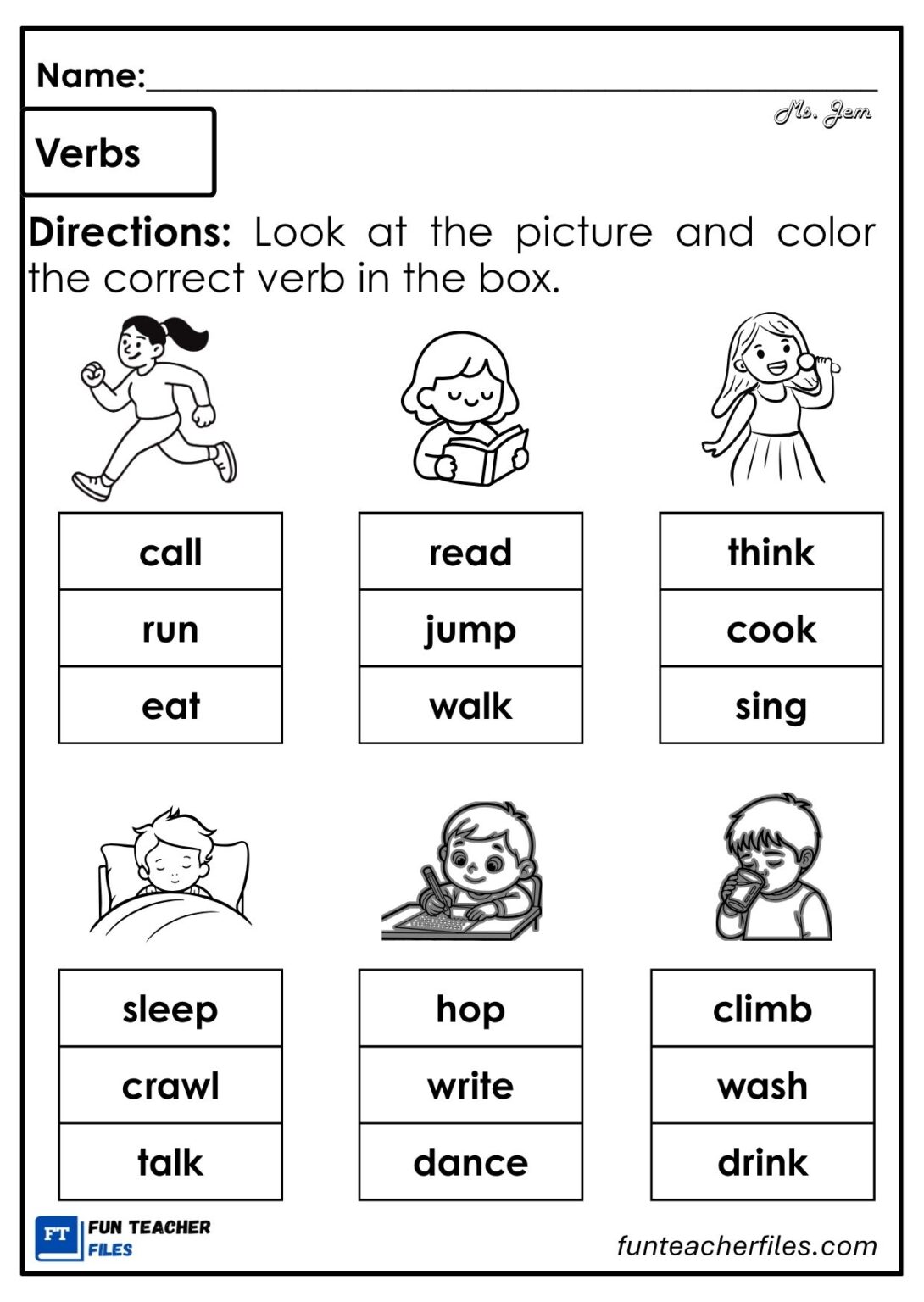 Verbs Worksheet 5 - Fun Teacher Files