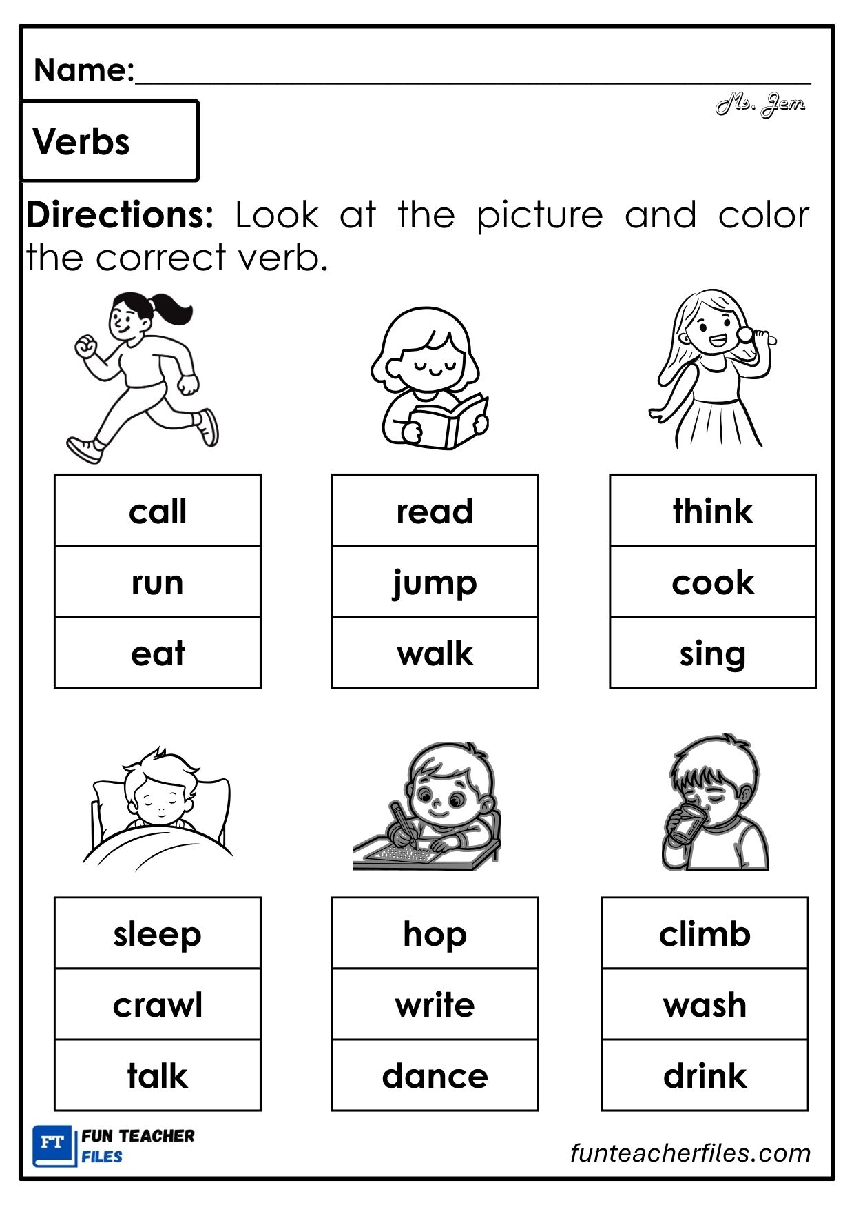 Verbs Worksheet 5 - Fun Teacher Files
