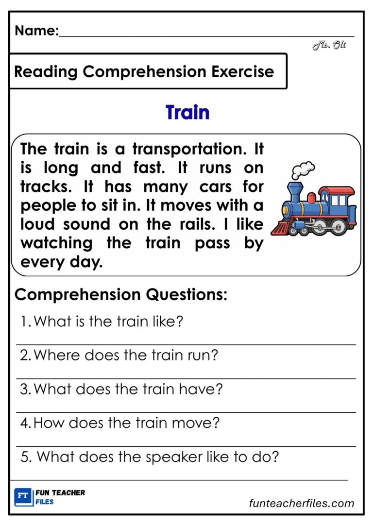 Reading Comprehension Exercises Set 13 – Transportation - Fun Teacher Files