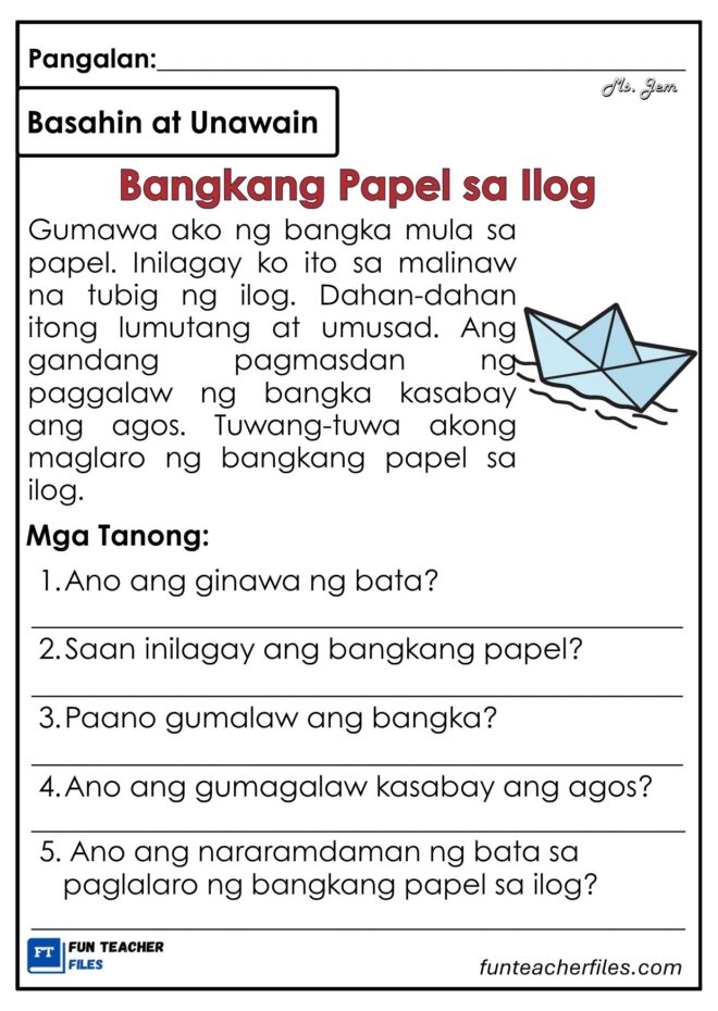 Filipino Reading Materials with Comprehension Questions Set 30 – Toys ...