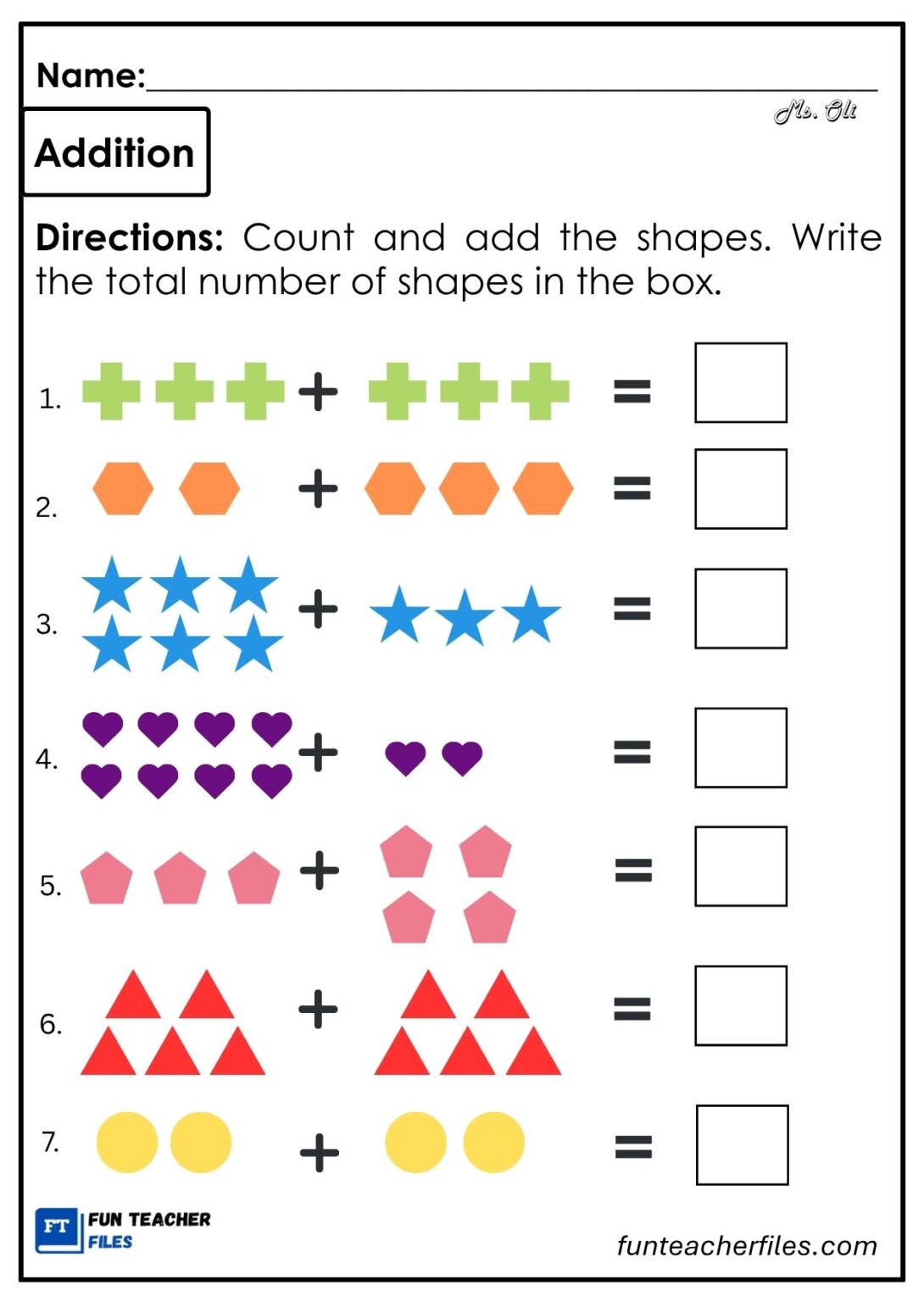 Addition With Pictures Worksheet 2 - Fun Teacher Files