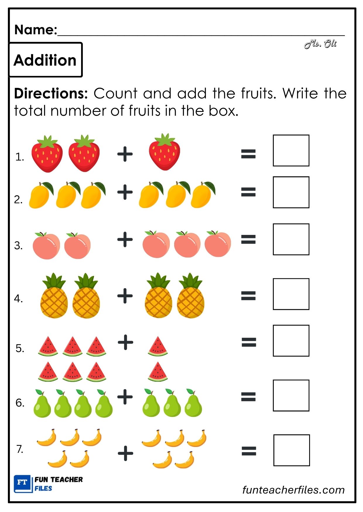 Addition With Pictures Worksheet 3 - Fun Teacher Files