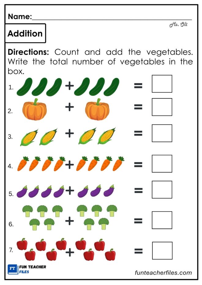 Addition With Pictures Worksheet 4 - Fun Teacher Files