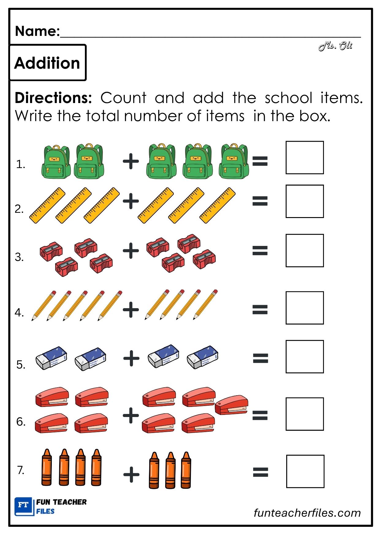 Addition With Pictures Worksheet 5 - Fun Teacher Files
