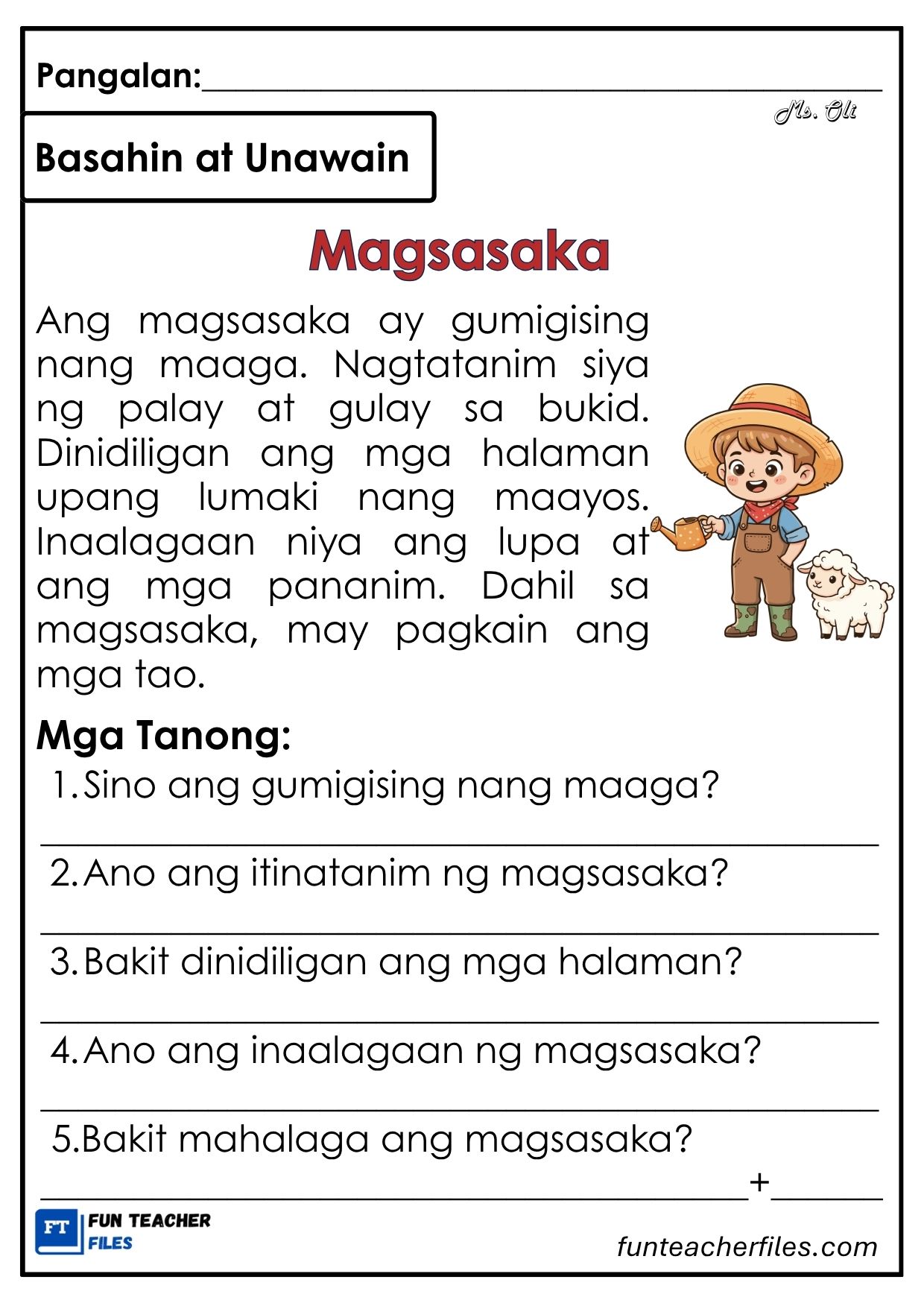 Filipino Reading Materials with Comprehension Questions Set 36- Jobs ...