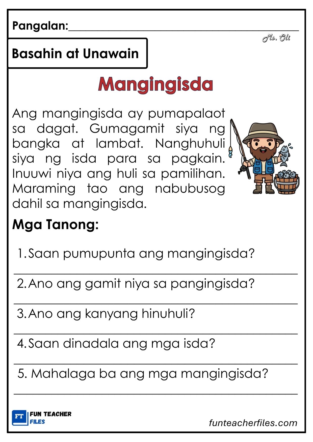 Filipino Reading Materials with Comprehension Questions Set 36- Jobs ...