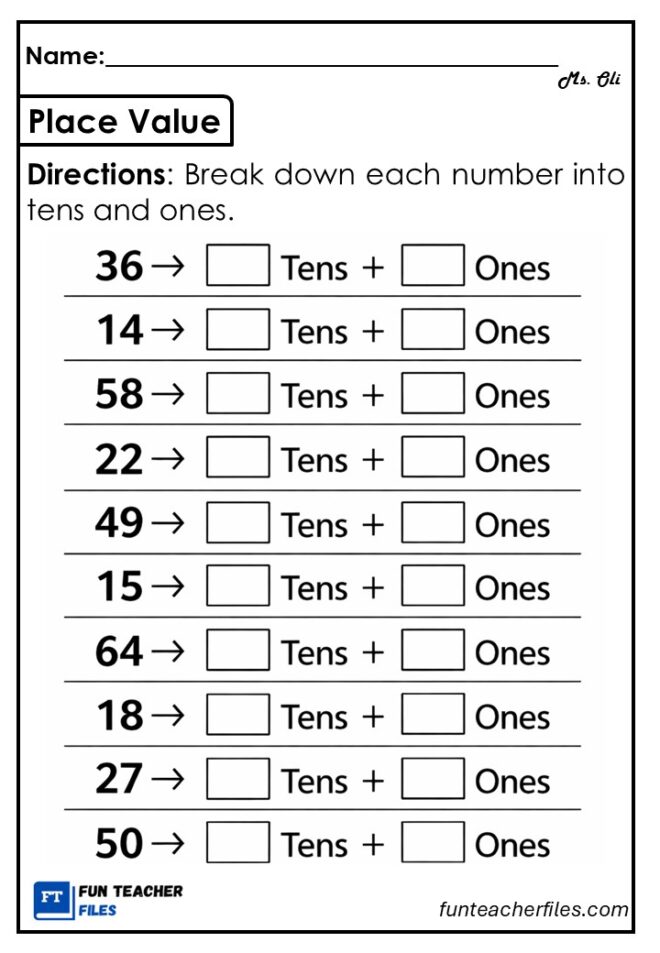 Place Value Worksheet 4 - Fun Teacher Files